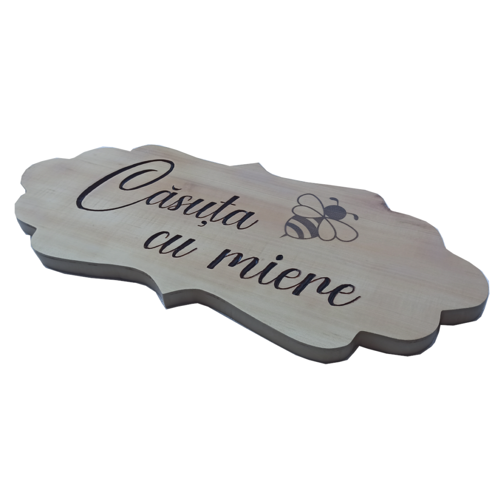 Tăbliță din lemn cu text și albinuță personalizat - Mobila Banat